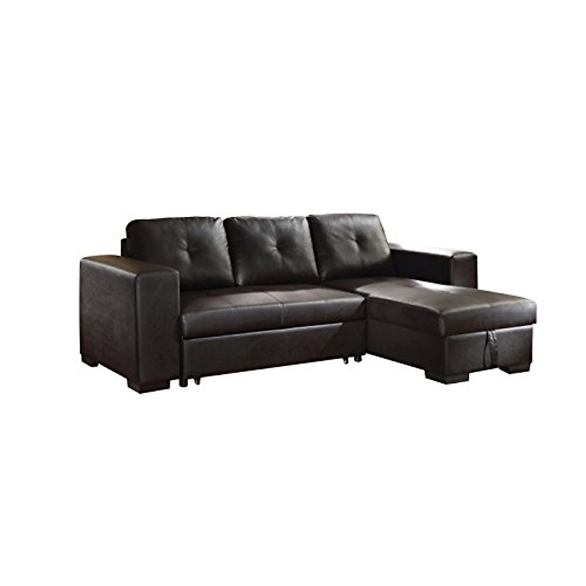 ACME FURNITURE Lloyd Black Faux Leather Sectional Sofa with Sleeper