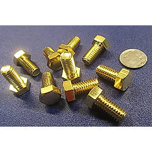Brass Hex Head Bolts FT 3/8"-16 Thread x .750" Long 10 pcs