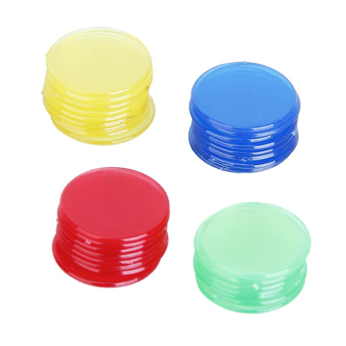 Tiuimk Set of 100 Reusable Plastic Bingo Chips in 4 Colors - 2cm Diameter for Bingo Cards