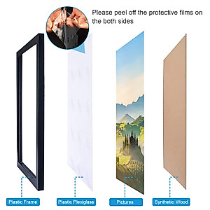 HUKONHEP 10x14 Black Picture Frames, Picture Frame for 30x40cm/12x16in Diamond Painting, Photos Frame with Plexiglass, Horizontal and Vertical for Wall Mounting