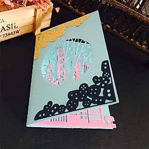 3.3 by 3.3 Inches Circle Tree Embossing Metal Cutting Dies Round Frame Embossing Stencil Background Dies for Card Making Scrapbooking Christmas Die Cuts (#30)