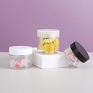 ccHuDE 10 Pcs 30 ml 1 oz Refillable Plastic Jars Small Cosmetic Jars Round Clear Jars Empty Creams Jars Makeup Sample Containers with Lid White