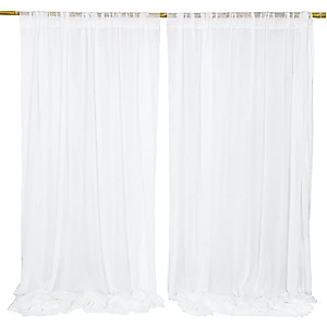 Lookein White Sheer Curtains 120 Inches Long Wrinkle-Free Curtains for Backdrop Window Curtains for Bedroom Party Wedding