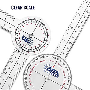 ASA TECHMED Goniometer Set 4 Pieces 12", 8", 6" Body Measuring Tape - Physical Therapy, Occupational Therapy, Fitness, Medical Protractor Angle Ruler