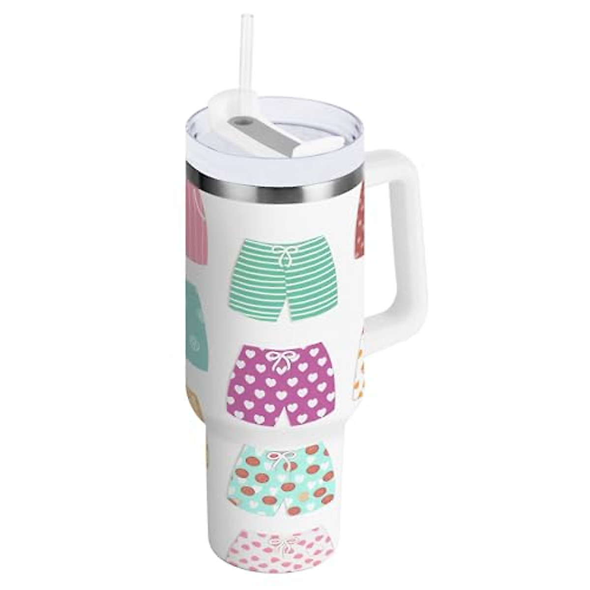 Burbuja Beach Shorts Pattern 40oz Insulated Tumblers with Handle and Straw Lid, Double Wall Stainless Steel Travel Mug Leak-Proof, BPA Free, Gift for Mom Dad
