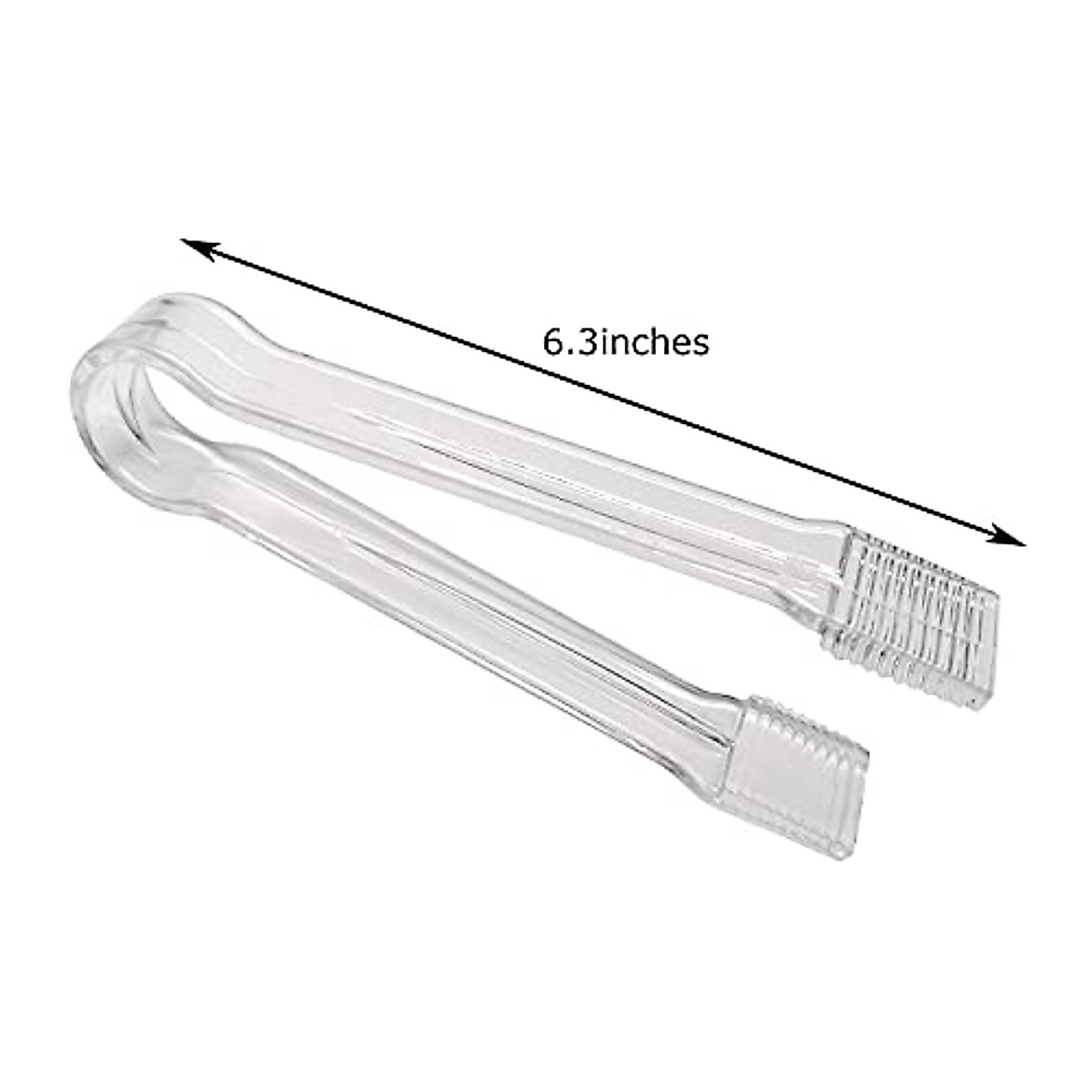 8 Pcs Plastic Buffet Serving Tongs, Clear Kitchen Tongs 6.3 Inch Small Ice Tongs for Tea and Coffee Party Catering Appetizers Salad Desserts Sandwich