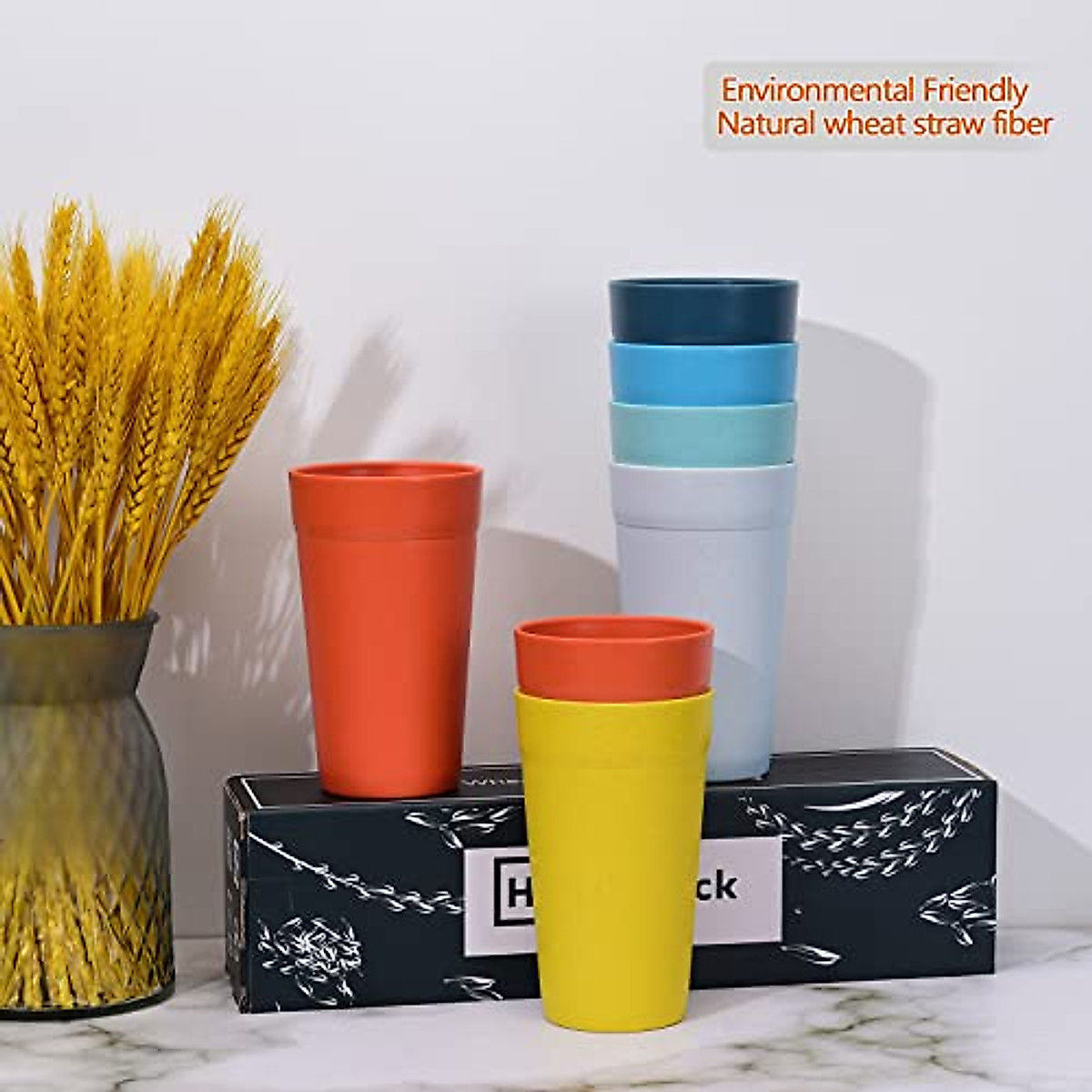 Homestockplus 【Set of 8】 20 Oz Tumbler Cups,Unbreakable Drinking Cups Microwave and Dishwasher Safe BPA Free E-Co Friendly Reusable Cup For Smoothies,Water