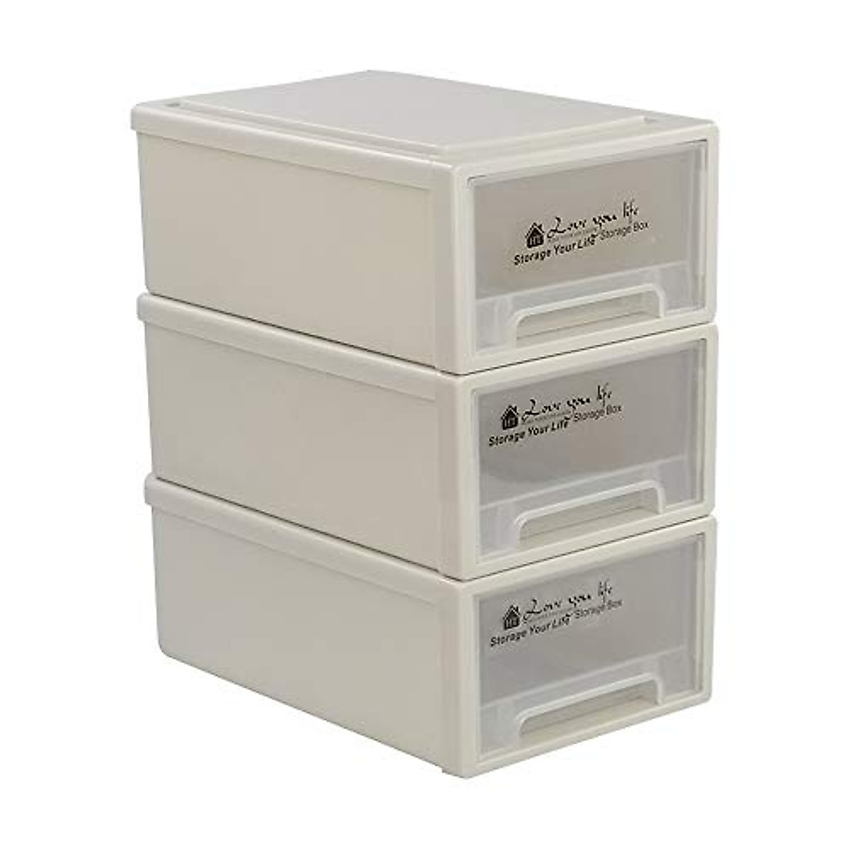Neadas 6 Quart Plastic Stacking Storage Drawer Unit, 3 Packs