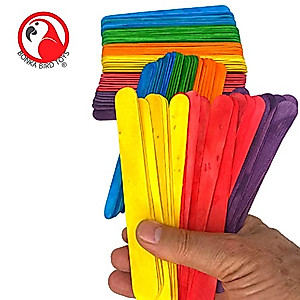 Bonka Bird Toys 3845 Pk100 Big Colored Wooden Chewy Sticks Foot Talon Craft Part Bird Toys Also Ideal for Model, Kids Handicraft, and Creating Craft Projects