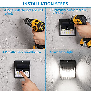 TORCHSTAR 40 LED Solar Lights Outdoor, Waterproof Motion Sensor Light, Cordless Security Lighting for Driveway, Patio, Garage, Porch, 6500K Pure White, Black, Pack of 4