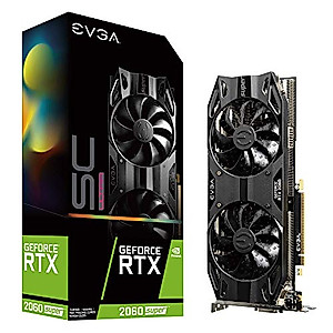 EVGA 08G-P4-3067-KR GeForce RTX 2060 Super SC Ultra Gaming, 8GB GDDR6, Dual HDB Fans, Metal Backplate