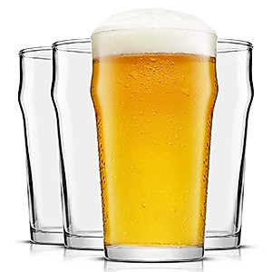 JoyJolt Grant 19oz Beer Pint Glasses Set of 4. Large Beer Pint Glass Capacity in a Traditional Pub Drinking Glasses Design. Oversized Beer Glasses Set for Guinness, Stout, and Big Craft Beer Glasses