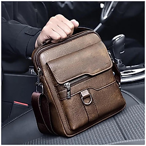 SonaGear Leather Messenger Bag for Men, Stylish Briefcase for work & Office, Crossbody design, sleek leather finish (Dark Brown)