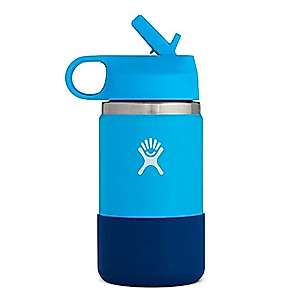 Hydro Flask 12 oz. Kids Wide Mouth Water Bottle with Straw Lid- Stainless Steel, Reusable, Vacuum Insulated