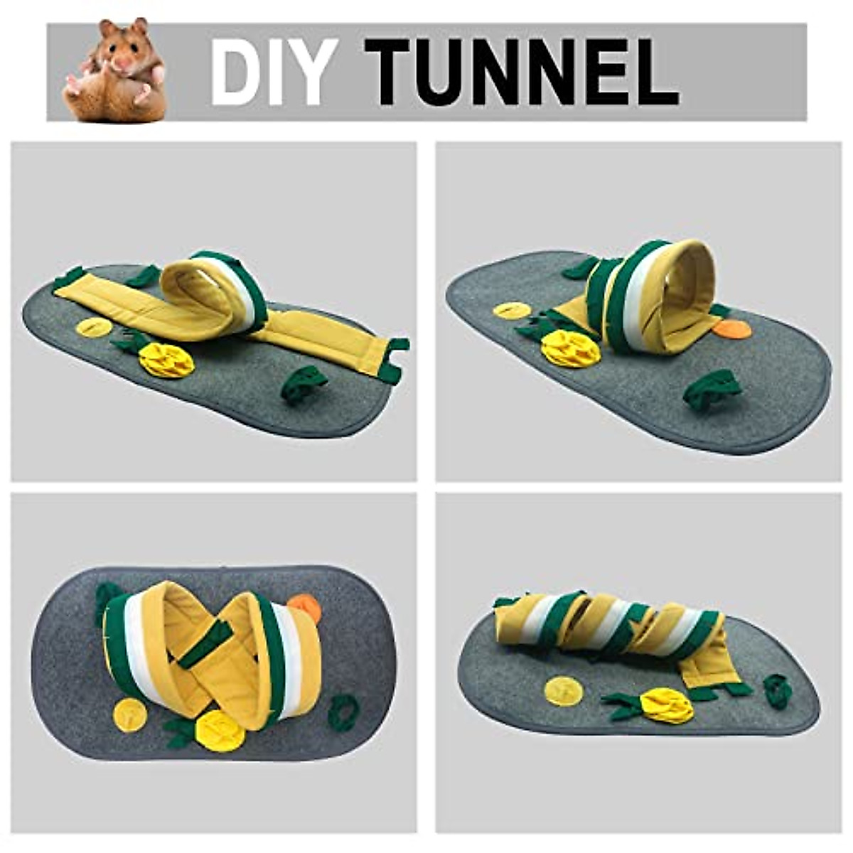 Guinea Pig Foraging Mat Rabbit Sniffing Pad Bed Treat Dispenser Small Animal Funny Interactive Nosework Feeding Blanket for Bunny Hamster Mice Ferret Chinchilla