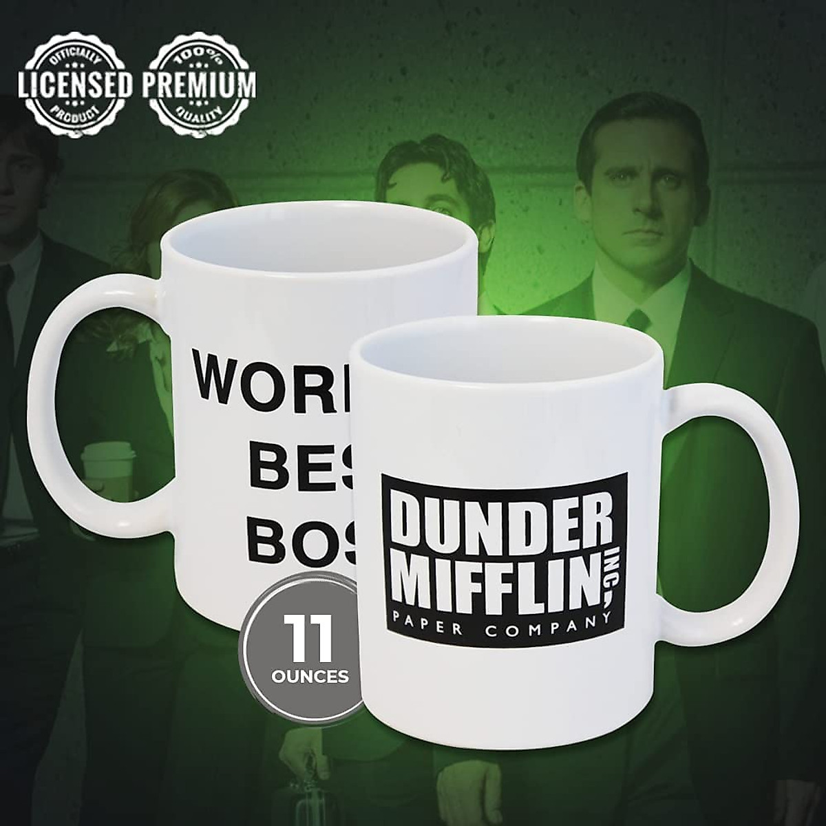 JUST FUNKY The Office “World’s Best Boss” 11 oz Mug and Vanilla Air Freshener Combo Gift Pack | The Office Gift | The Office Merchandise | Officially Licensed