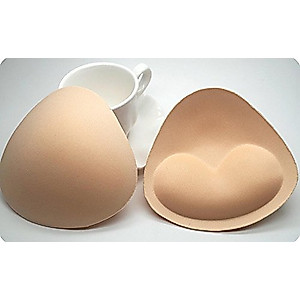 Elandy 1Pair Beige Reusable Breathable Sponge Bikini Breast Enhancers-Thickening Swimwear Bra Insert Pad Swimwear Push-up Booster Pads (Style A)