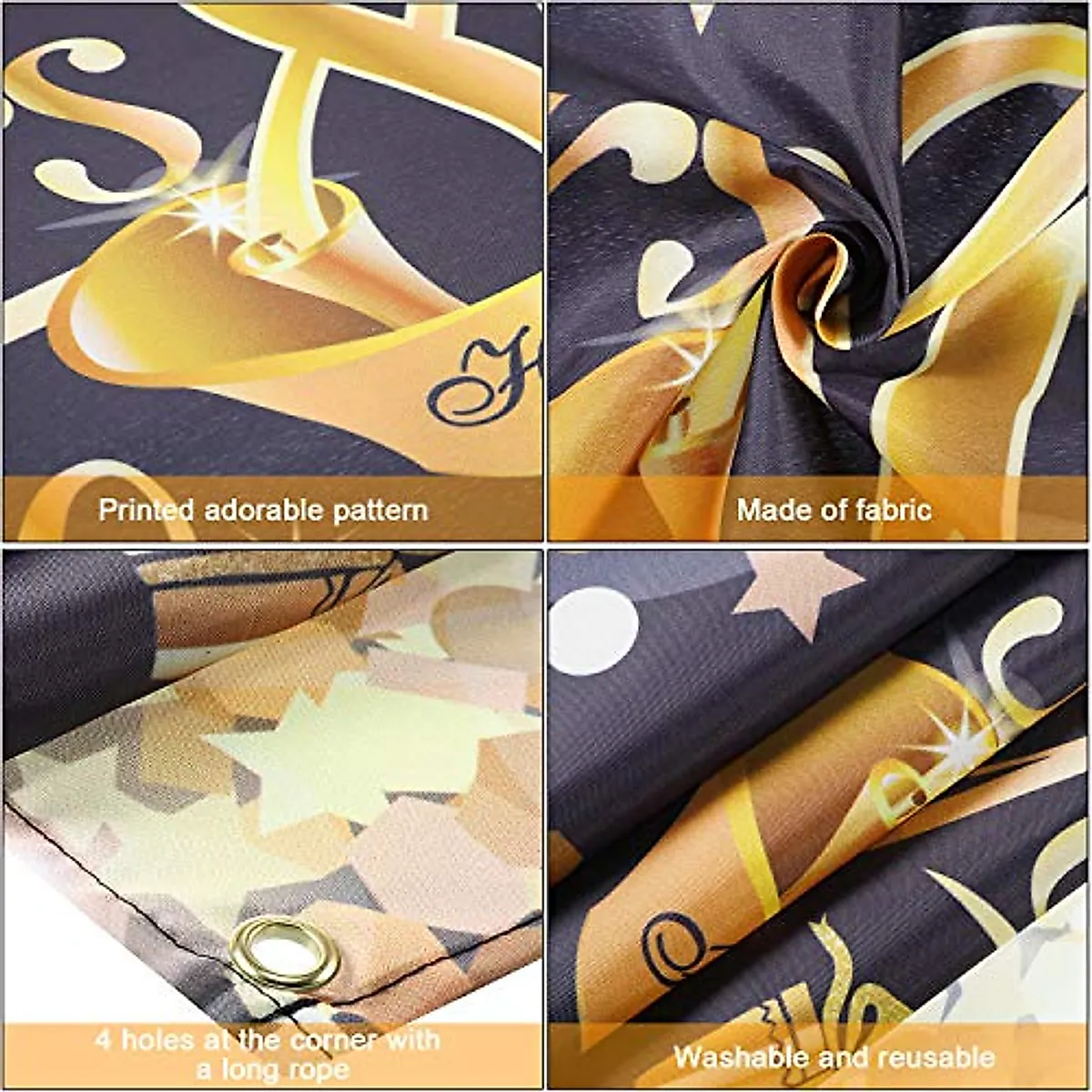 Happy Birthday Banner Sign Gold Party Decoration Supplies Glitter Anniversary Celebration Backdrop