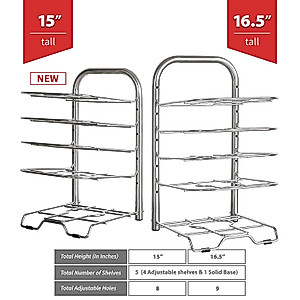 Heavy Duty Kitchen Pot Rack Organizer For Cabinet - Height Adjustable 5-Tier Cast Iron Skillet Cookware Rack - Stainless Steel Pots And Pan Storage Rack Organizer For Cabinet Countertop - 16.5" Tall