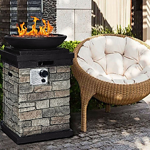 Happygrill Outdoor Propane Gas Fire Pit Table, 40,000 BTU Gas Fire Pit with Lava Rocks and Rain Cover