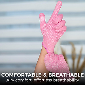 Evridwear 2 Colors 2 Pairs Combo Level 5 Cut Resistant Gloves with Strong Silicone Grip Dots Kitchen Meat cutting Fish Fillet Shucking and Mandolin Slicing Free E-book(M, Pink+Gray)