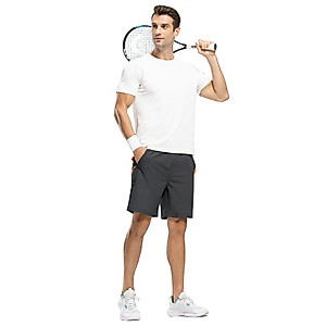 TBMPOY Men's Breathable Bodybuilding Dry Fit Exercise Fitness Shorts with Zipper Pockets, 01grey, Medium