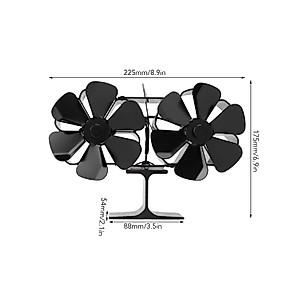 Topyond Wood Stove Fan, Dual Heads Powered Fireplace Fan with 6 Blades, Silent Operation, Heat Powered Stove Fan for Wood Burner and Log Fireplace