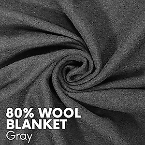 Jmr Usa Inc. Military Wool Blanket for Camping, Emergency and Everyday Use, Fire Retardant Extra Thick and Warm Outdoor Wool Blanket, 80% Wool, Grey, Size 66X90.