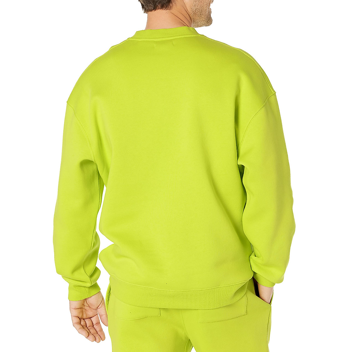 Amazon Essentials Men's Oversized-Fit Crewneck Sweatshirt (Available in Big & Tall), Lime Green, 4X-Large Big