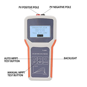 Multimeter, Upgraded LCD Solar Panel Multimeter Multifunctional LCD Solar PV Panel MPPT Tester with Backlight for Photovoltaic Panel for Measuring Voltage, Current, Resistance, Tests Live Wire