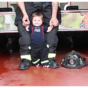 Fully Involved Stitching Firefighter Personalized Navy Baby Bodysuit (3 Months)