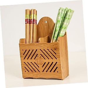 Uonlytech Bamboo Drying Rack Drain Chopsticks Holder Spoon Holder Spoons Silverware Kitchen Drainer Rack Silverware Holder Flatware Organizer Flatware Holder Fork 1pc