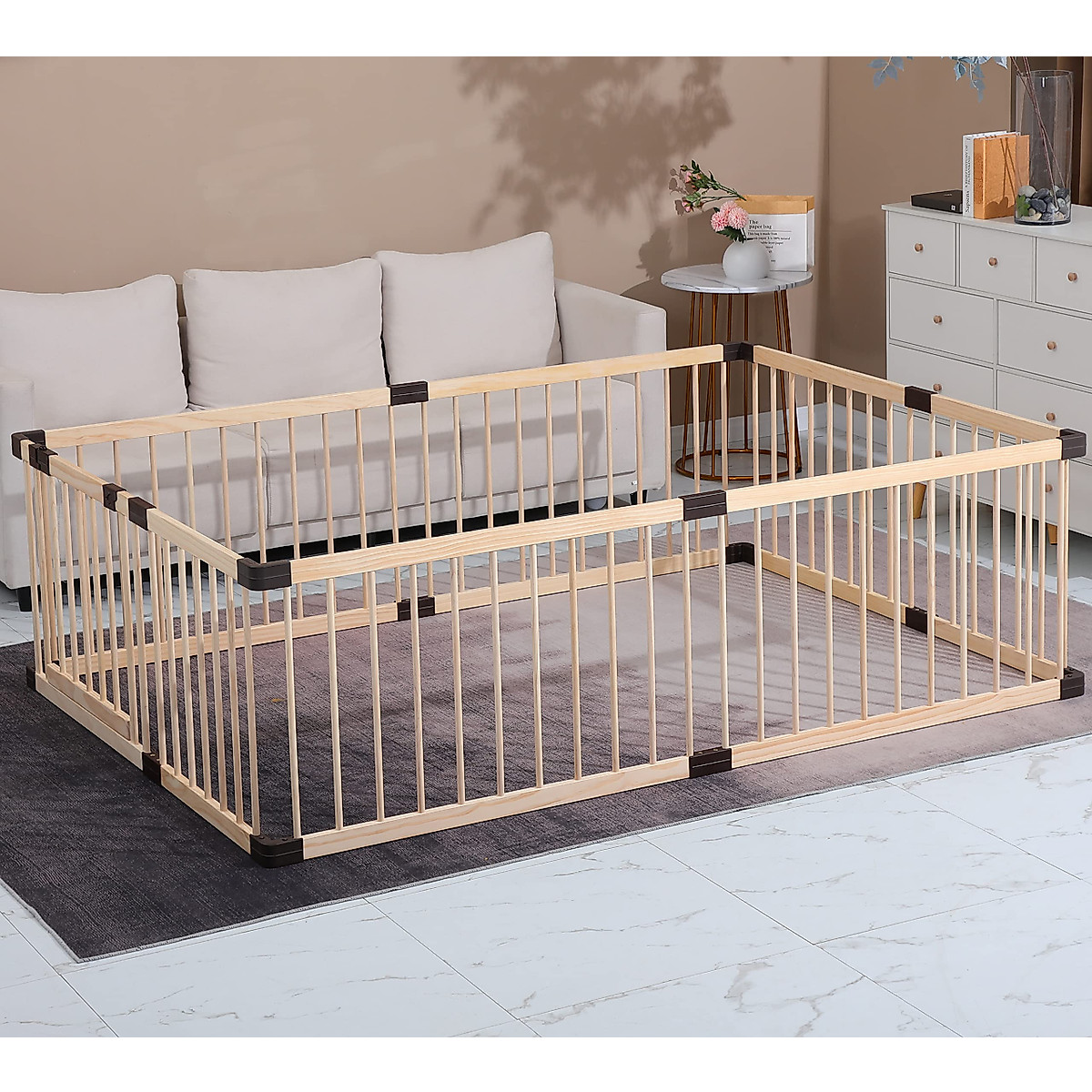 Baby Playpen,Playpen for Babies and Toddlers, Wooden Baby Playpen,79x71, Baby Play Pen,Baby Play Fence,Baby Play Yards,Baby Activity Center (180x200CM)