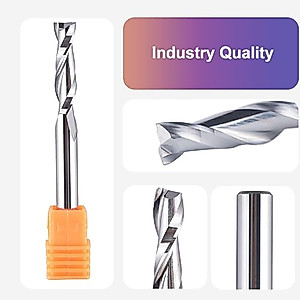 SpeTool 5Pcs Spiral Router Bits UpCut 1/4 inch Cutting Diameter 1/4 inch Shank Router Bit Set HRC55 Solid Carbide CNC End Mill for Woodworking Mortise Slot Carving Engraver