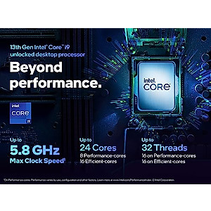 Intel Core i9-13900KF (Latest Gen) Gaming Desktop Processor 24 cores (8 P-cores + 16 E-cores) - Unlocked