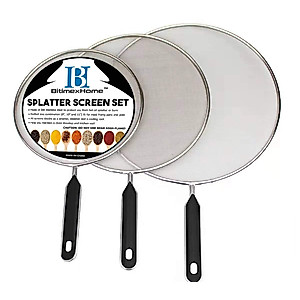 Grease Splatter Screen For Frying Pan Cooking - Stainless Steel Splatter Guard Set of 3-8", 10" and 11" inch - Fine Mesh Iron Skillet Lid- Hot Oil Shield to Stop Prime Burn (3, 8",10",11")