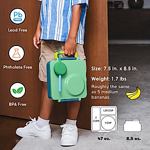 OmieBox Bento Box for Kids - Insulated Lunch Box with Leak Proof Thermos Food Jar - 3 Compartments, Two Temperature Zones - (Meadow) (Single) (Packaging May Vary)