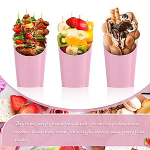 100 Pcs Charcuterie Cups French Fry Holder 12oz Disposable Paper French Fry Cups Paper Appetizer Cups for All Occasions Suitable for Baby Shower Party Waffle Popcorn Food Takeout (Pink)