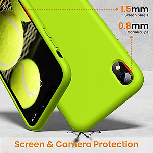 OuXul iPhone XR Case, Full Covered Shockproof Phone Case Flexible Liquid Silicone Gel Rubber Cover, Slim Fit Protective 6.1 inch with Soft Anti-Scratch Microfiber Lining(Fluorescent Yellow)