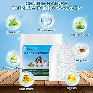Morikey Dog Teeth Cleaning Wipes Nature Pet Dental Finger Wipes for Dogs Cats Remove Bad Breath,Reduce Plaque and Tartar Buildup Disposable Gentle Pet Dental Care-100Ct