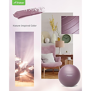 Trideer Yoga Ball - Exercise Ball for Workout pilates Stability - Anti-Burst and Slip Resistant for physical therapy, Birthing, Stretching & Core Workout, Office Ball Chair, Flexible Seating, Home Gym