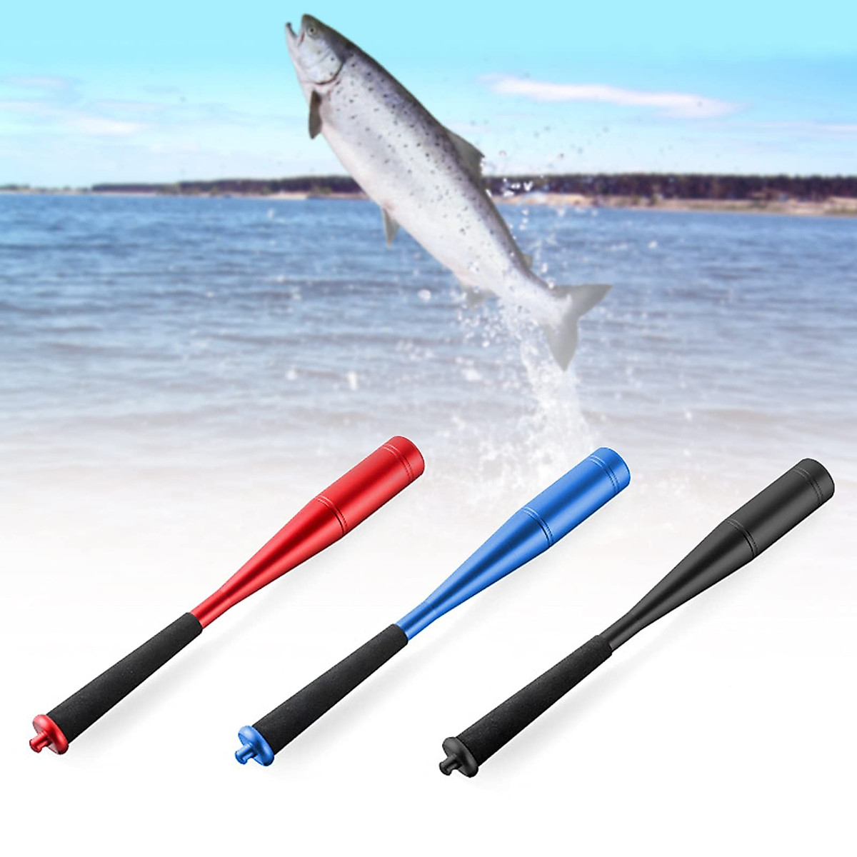 owhelmlqff Fishing Priest Fish Whacker Hammer Stick Accessories Wear-Resistant for Fisherman Black