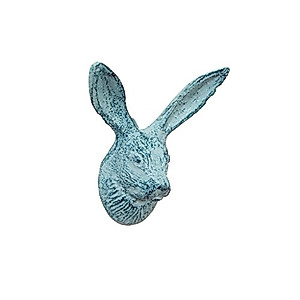 Rustic Dark Blue Whitewashed Cast Iron Decorative Rabbit Hook 5" - Rabbit Home