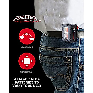 RebelToolCo Battery Holder Wall Mount (6 Pack) Battery Holder Mounts. Compatible with M18 Milwaukee Cordless Batteries. Tool Holder Storage Organizer for Battery, Accessories, & Tool Organization.