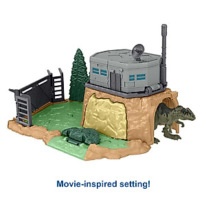 Mattel Jurassic World Dominion Minis Giganotosaurus Rampage Playset with 2 Mini Dinosaur Figures and Break Apart Features, Toy Set