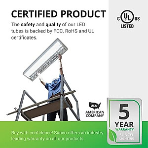 Sunco Lighting - 24 Pack T8 LED 4FT Tube Light Bulbs Ballast Bypass Fluorescent Replacement, 5000K Daylight, 15W, Clear Cover, Retrofit, Single Ended Power (SEP), Commercial Grade UL