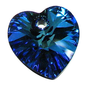 2 pcs Austria Xilion Crystal Heart Charm Pendant Bermuda Blue 14mm 6228 / Findings/Austrian Elements