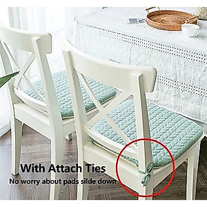 GYL-JL 2/4 Packs Chair Pad with Ties 100% Cotton Chair Pads Non Slip Kitchen Dining Chair Cushion and Solid Seat Cushion with Machine Washable Cover ( Color : Ivory , Size : Set of 4 )
