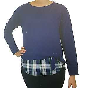 IZOD Women's Tie-Front 2-Fer Sweatshirt (Peacoat, XX-Large)