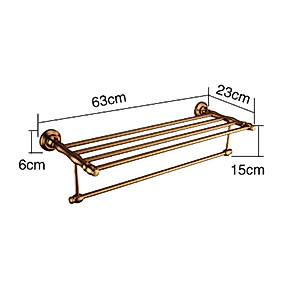 Towel Rack European Style Antique Towel Rack Bath Towel Holder, Space Aluminum Retro Copper Bathroom Shelf, Bathroom Hardware Towel Shelf
